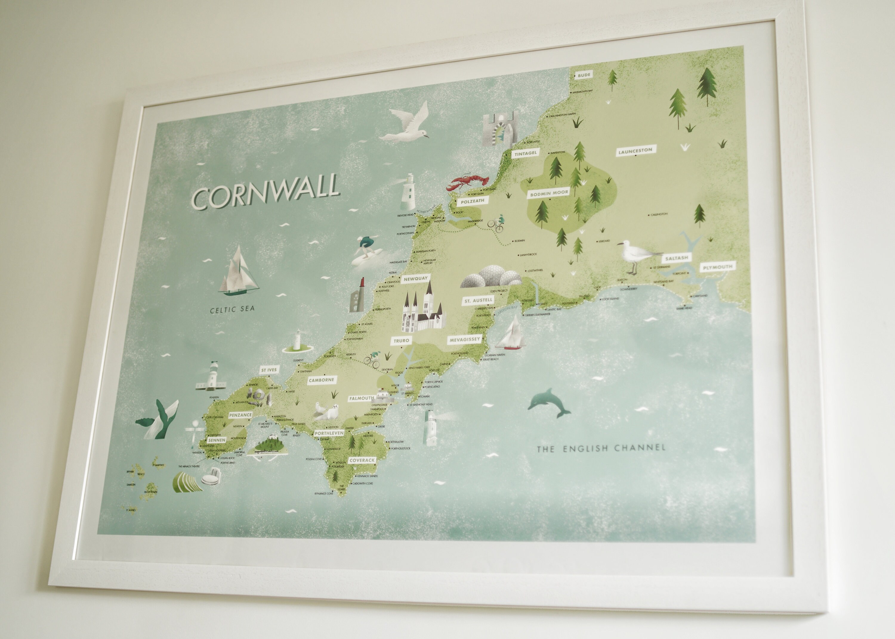Illustrated Map of Cornwall and the Cornish Coast Path - Etsy UK