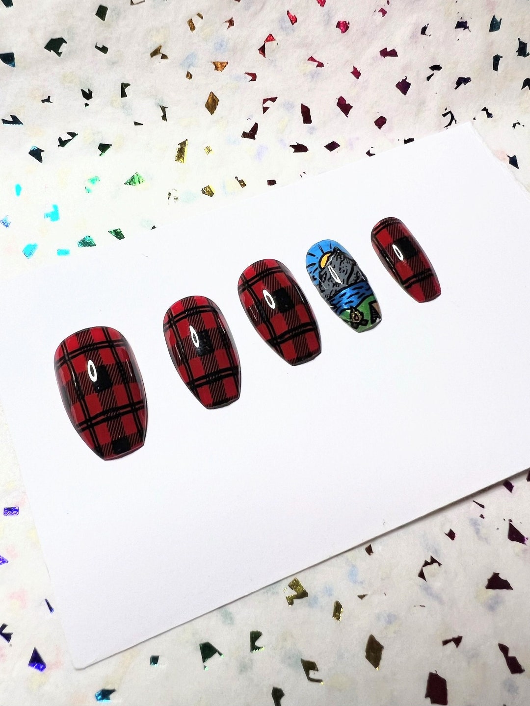 Plaid-camp Press on Nails - Etsy