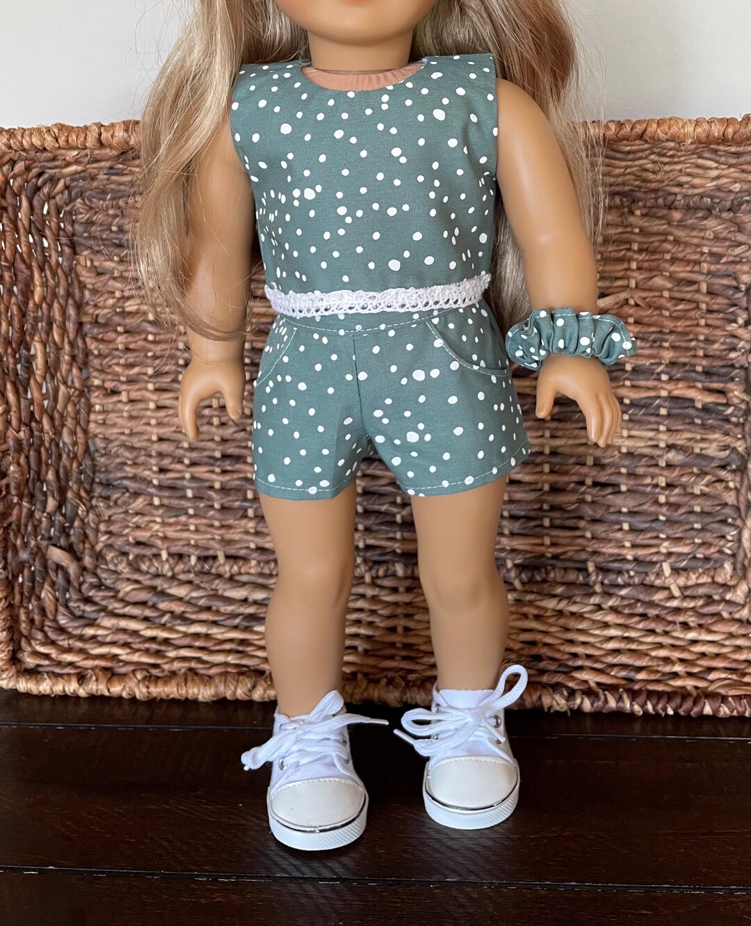Handmade Clothes for 18" Doll / Crop Top / Shorts / Scrunchie / 3 Pc ...
