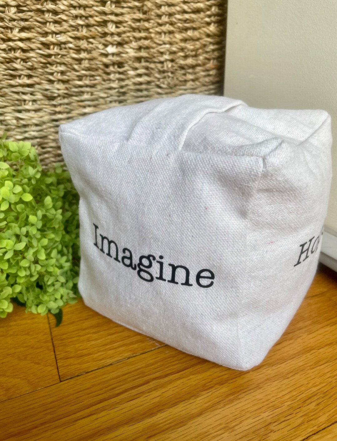 Cube Door Stop Fillable Canvas Door Stop Soft Modern Door Stop Ivory ...