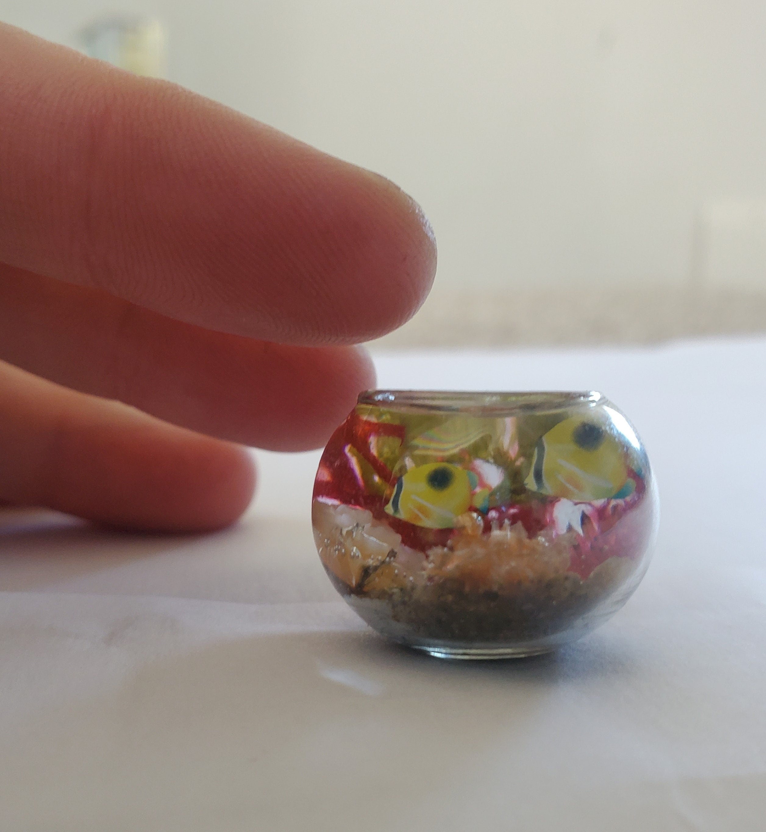 Tiny Resin Dollhouse Fish Bowl Miniature Fishtank Fish Token Miniature ...