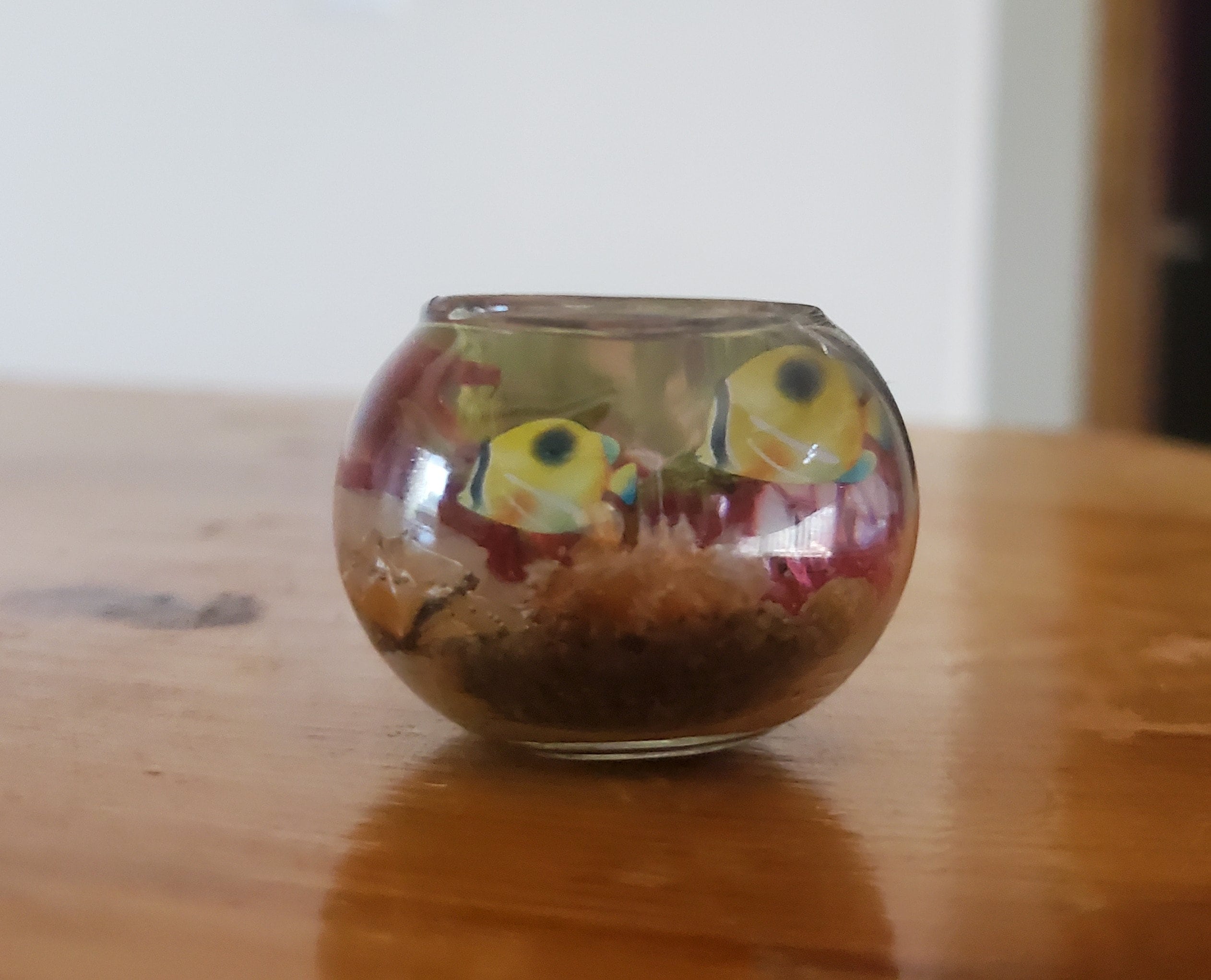 Tiny Resin Dollhouse Fish Bowl Miniature Fishtank Fish Token Miniature ...