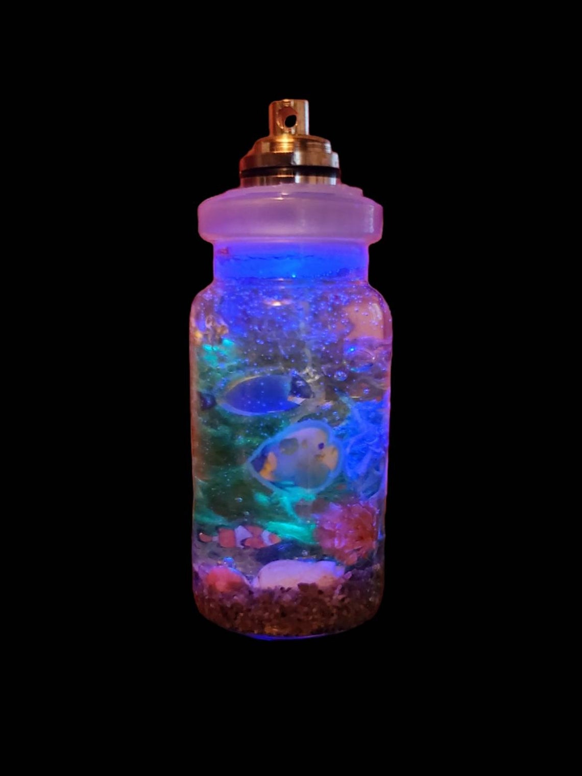 Luminous Tiny Fishtank Resin Jar Keychain LED Light Resin Fish | Etsy