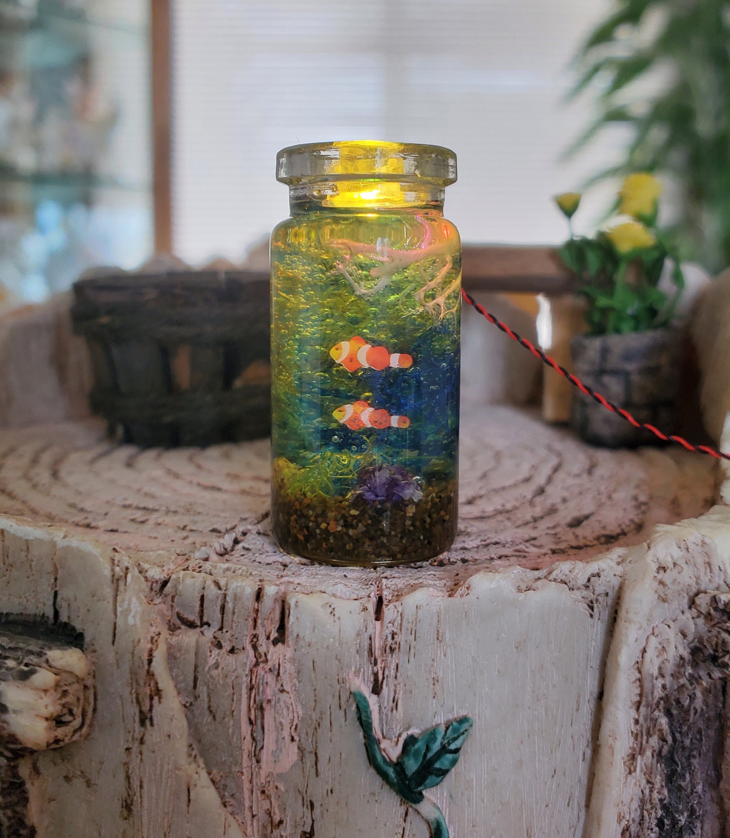 Clownfish Tiny Dollhouse Aquarium Jar With Light Miniature Resin ...