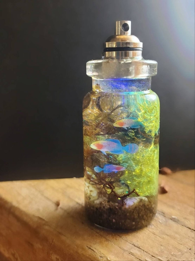 Luminous Tiny Fishtank Resin Jar Keychain LED Light Resin Fish - Etsy