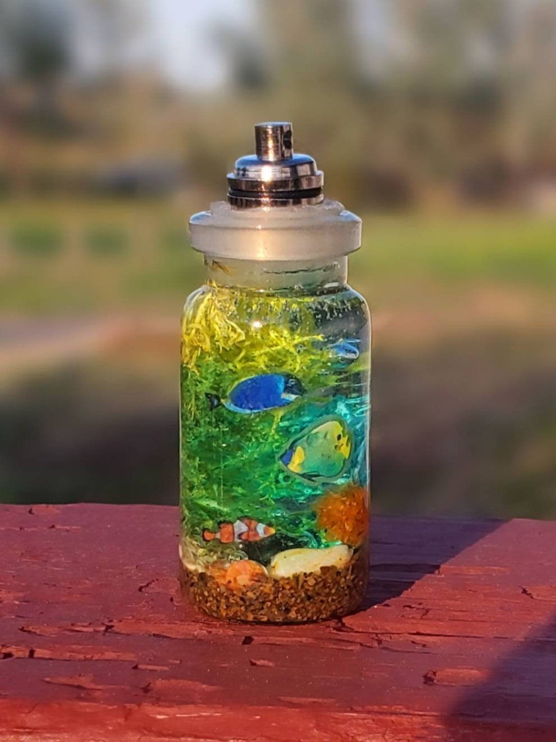 Luminous Tiny Fishtank Resin Jar Keychain LED Light Resin Fish | Etsy