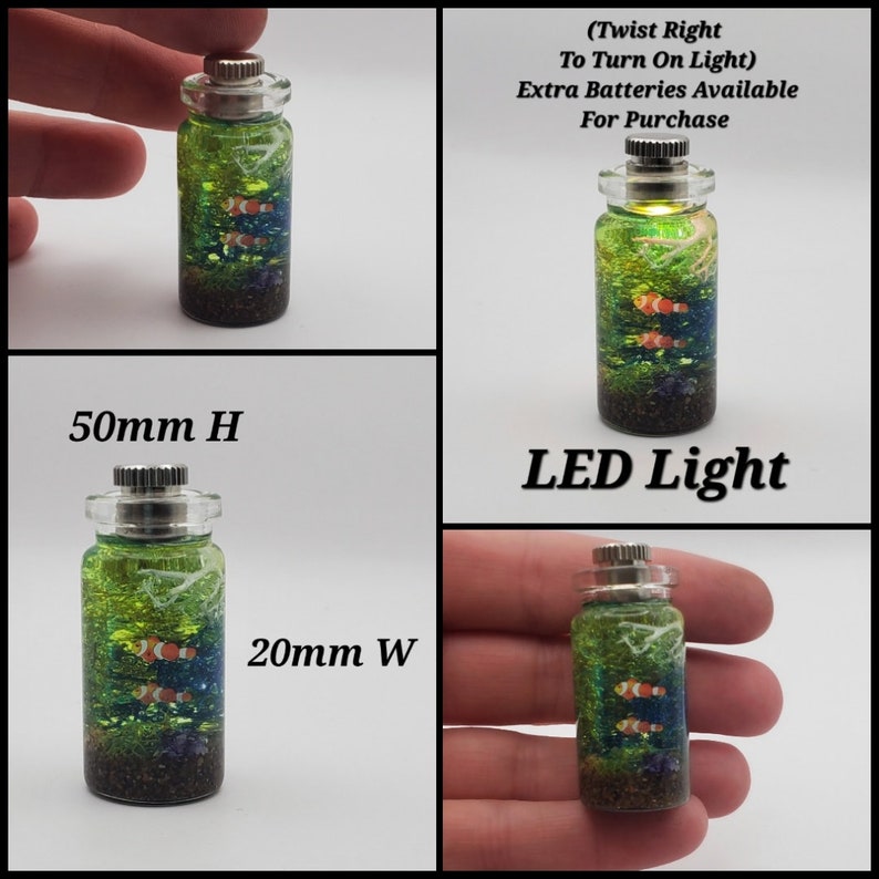 Clownfish Luminous Tiny Dollhouse Fishtank Resin Jar With LED Light ...
