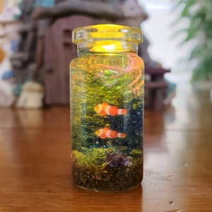 Clownfish Tiny Dollhouse Aquarium Jar With Light Miniature Resin ...