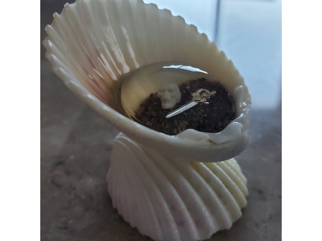 Handmade Seashell With Tiny Skull and Sword Pirate Decorations Ocean ...