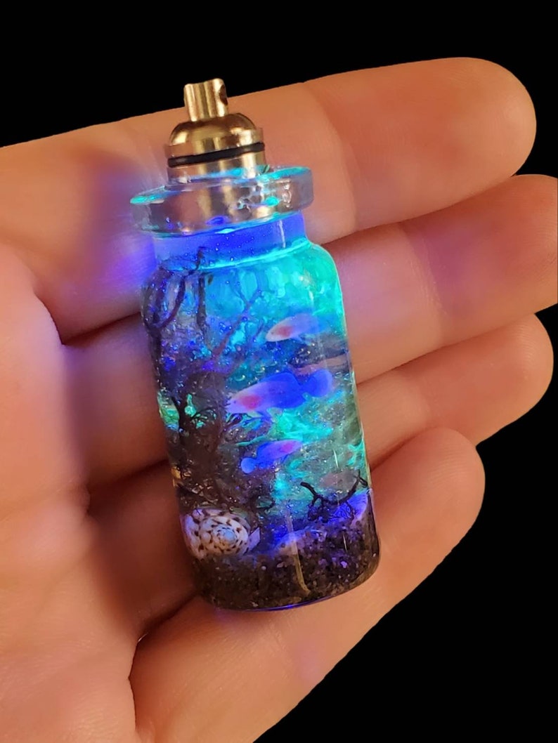 Luminous Tiny Fishtank Resin Jar Keychain LED Light Resin Fish - Etsy