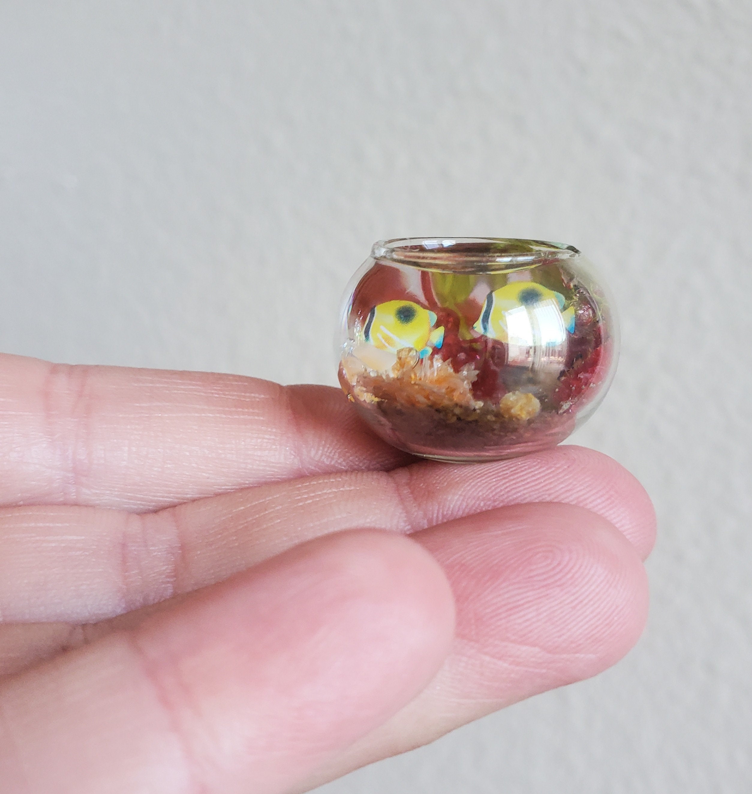 Tiny Resin Dollhouse Fish Bowl Miniature Fishtank Fish Token Miniature ...