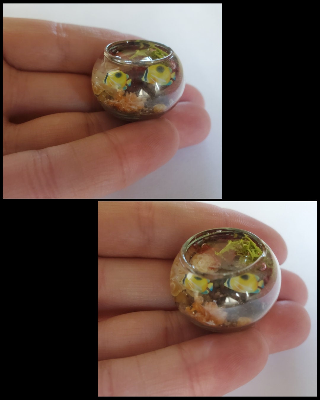 Tiny Resin Dollhouse Fish Bowl Miniature Fishtank Fish Token Miniature ...