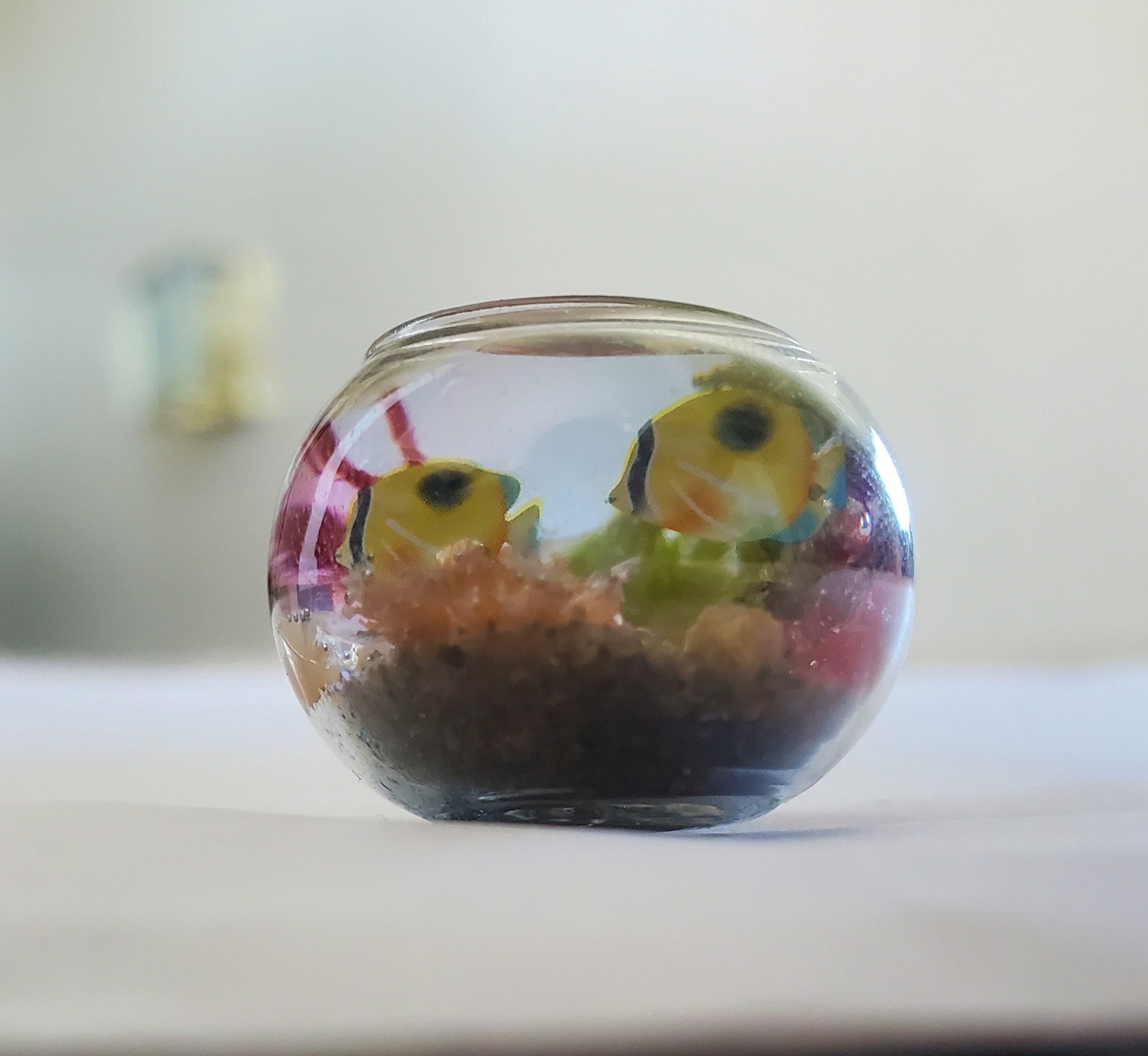 Tiny Resin Dollhouse Fish Bowl Miniature Fishtank Fish Token Miniature ...