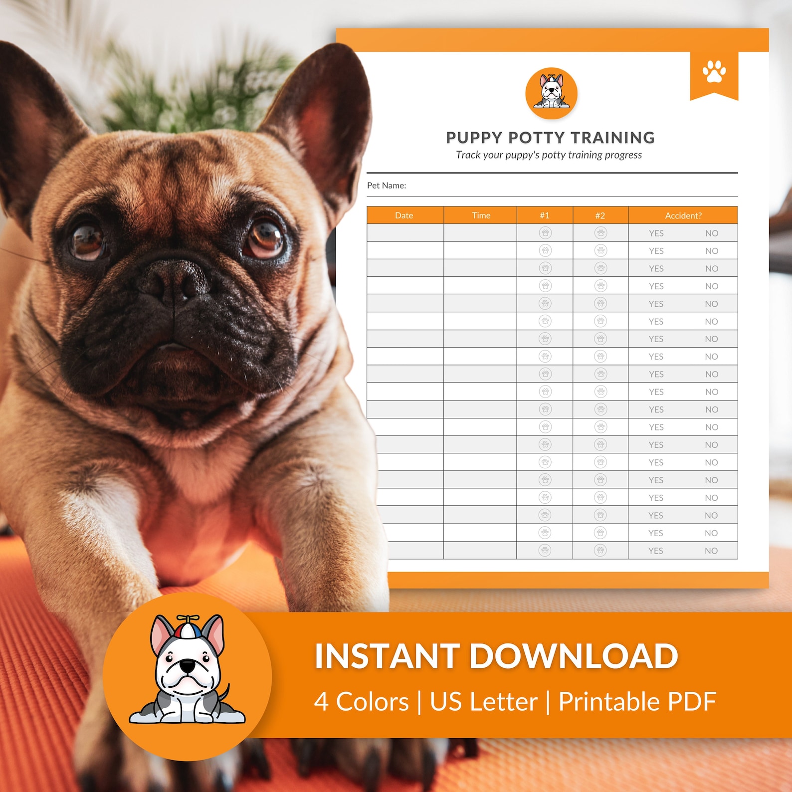 Printable Puppy Potty Training Log | Puppy House Training Tracker ...