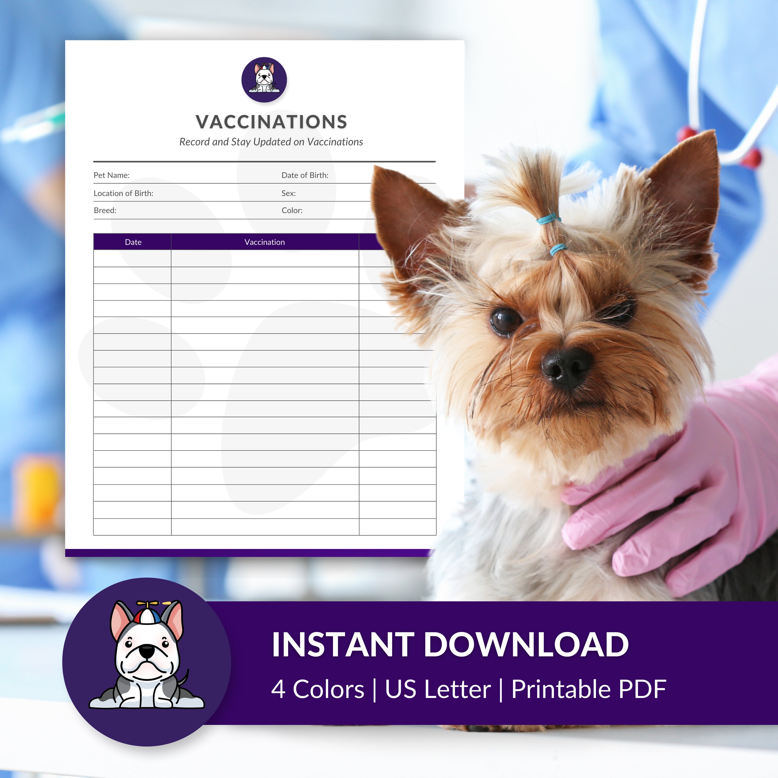 Printable Pet Vaccination Record | Dog Vaccination, Cat Vaccination ...