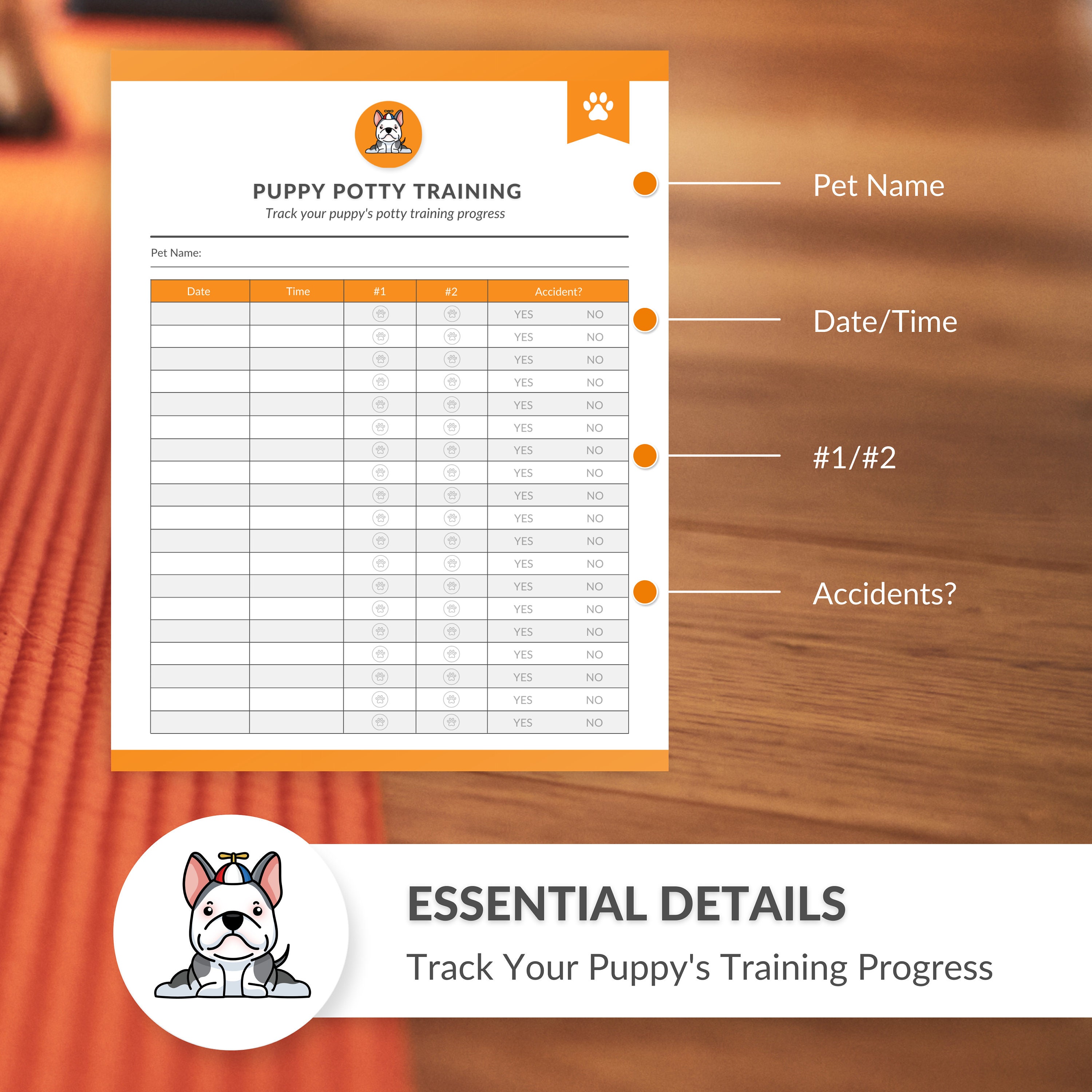 Printable Puppy Potty Training Log | Puppy House Training Tracker ...