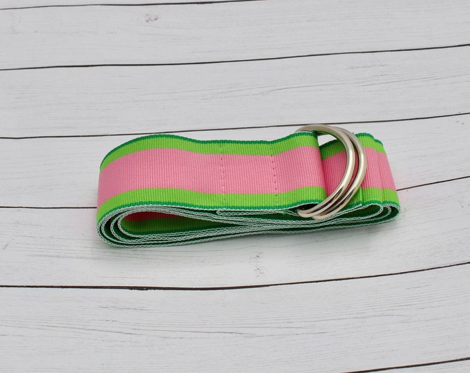 Women's Pink and Green Striped Ribbon Belt Spring and - Etsy