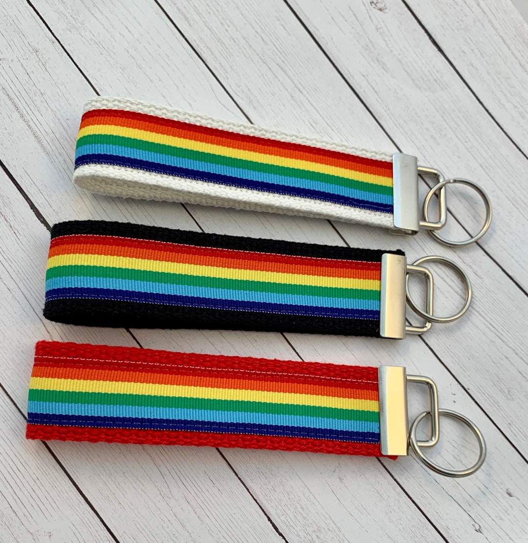 Rainbow Key Chain Wristlet With Gold or Silver Hardware - Etsy