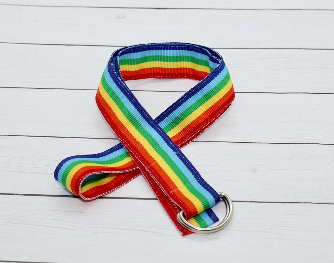 Children's Rainbow Striped D-ring Ribbon Belt, Unisex Belt - Etsy