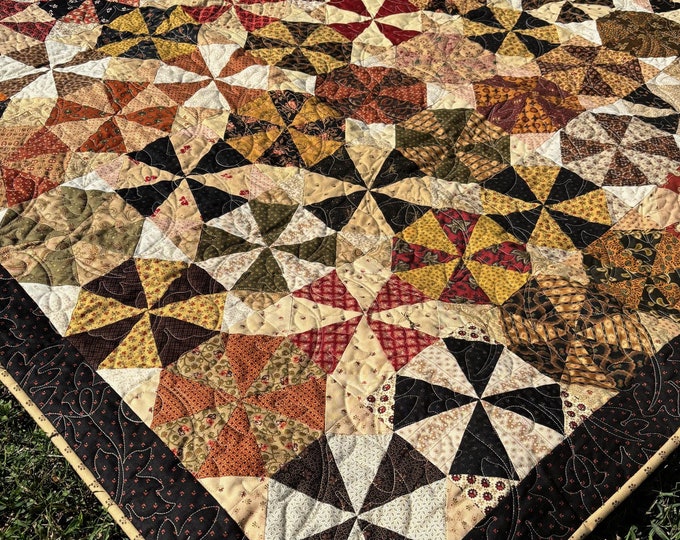 Handmade Patchwork Quilt | Windmill Pattern | Civil War Fabrics - Etsy