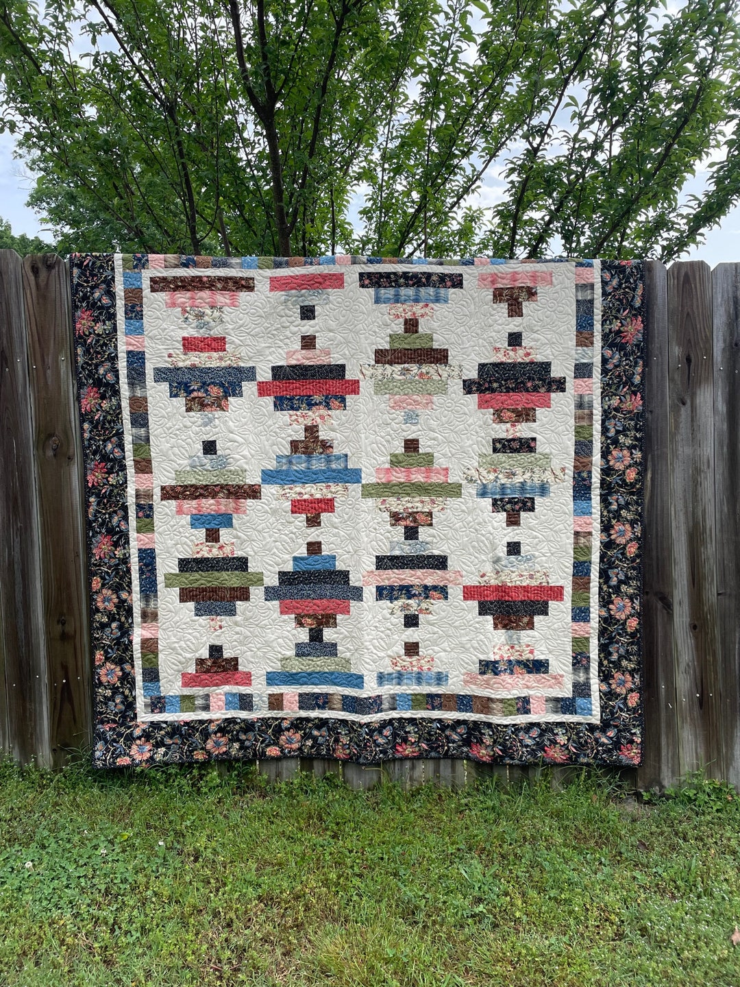 Handmade Patchwork Quilt | Courthouse Steps - Etsy