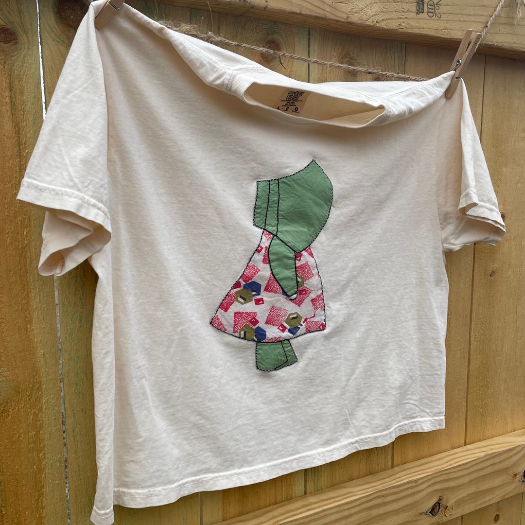 Vintage Quilt Block Tee Cropped T-shirt Sunbonnet Sue Size Large - Etsy