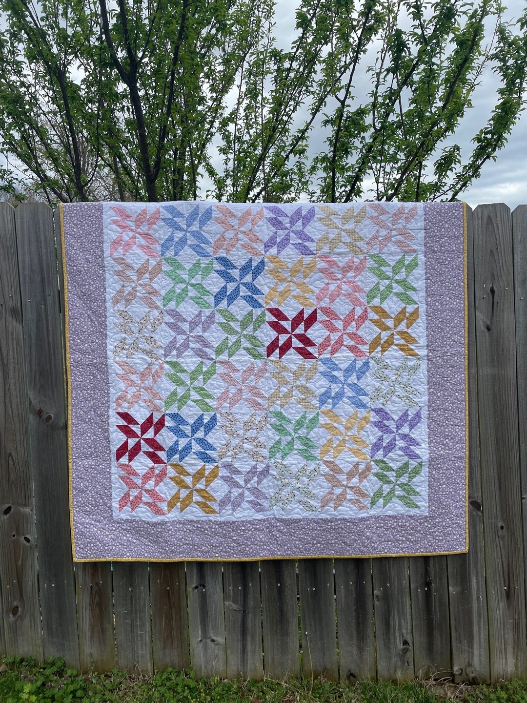 Handmade Patchwork Quilt Windmill 30s Fabrics - Etsy