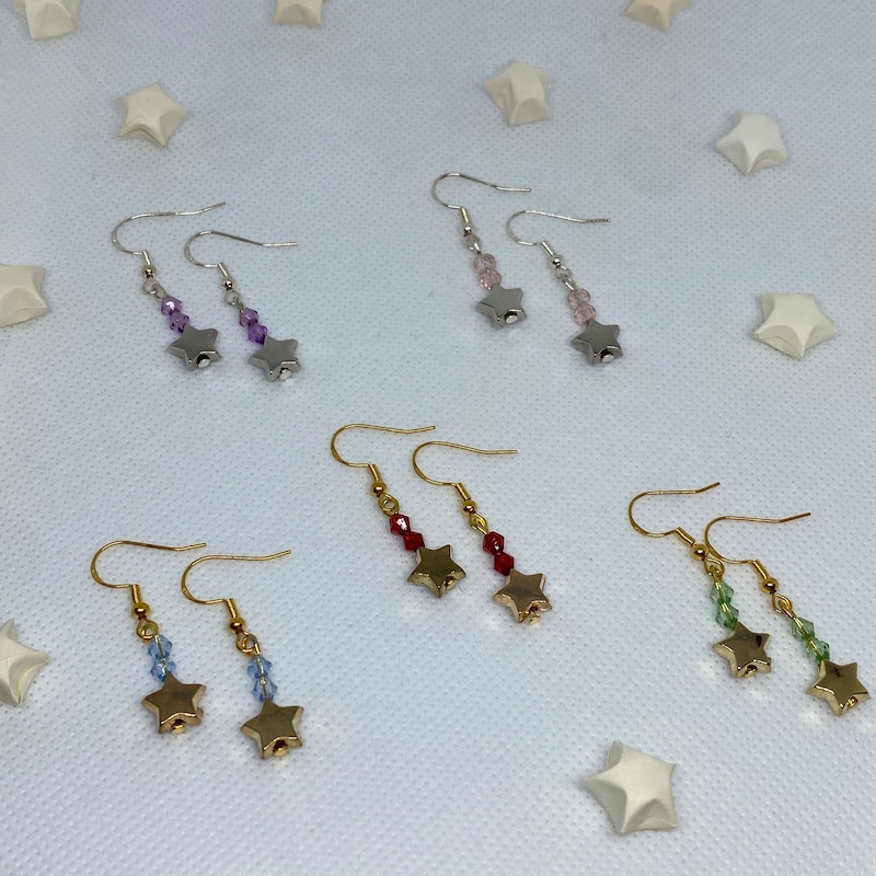 Beaded Star Earrings - Etsy