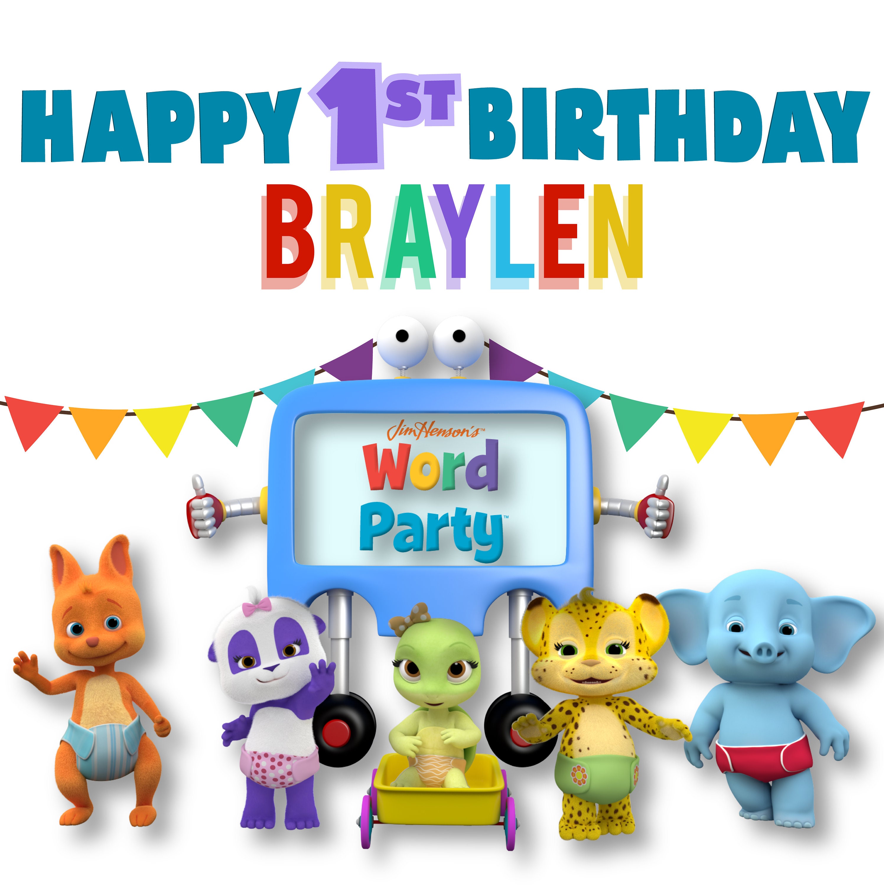 Custom Word Party Birthday Backdrop digital Download 8 Ft | Etsy