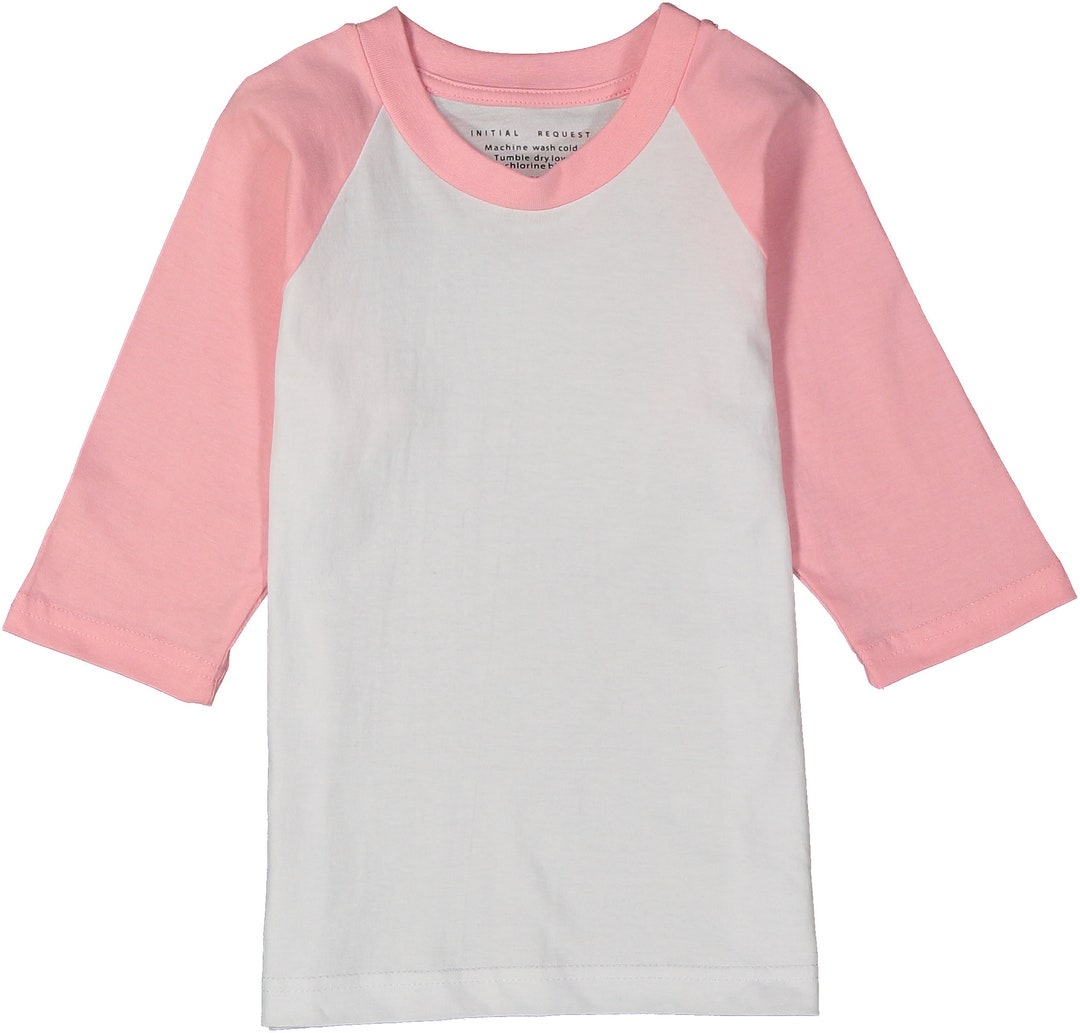 Kids Pink Raglan Tee Blank for Screen Print, Vinyl, Embroidery, DTG ...