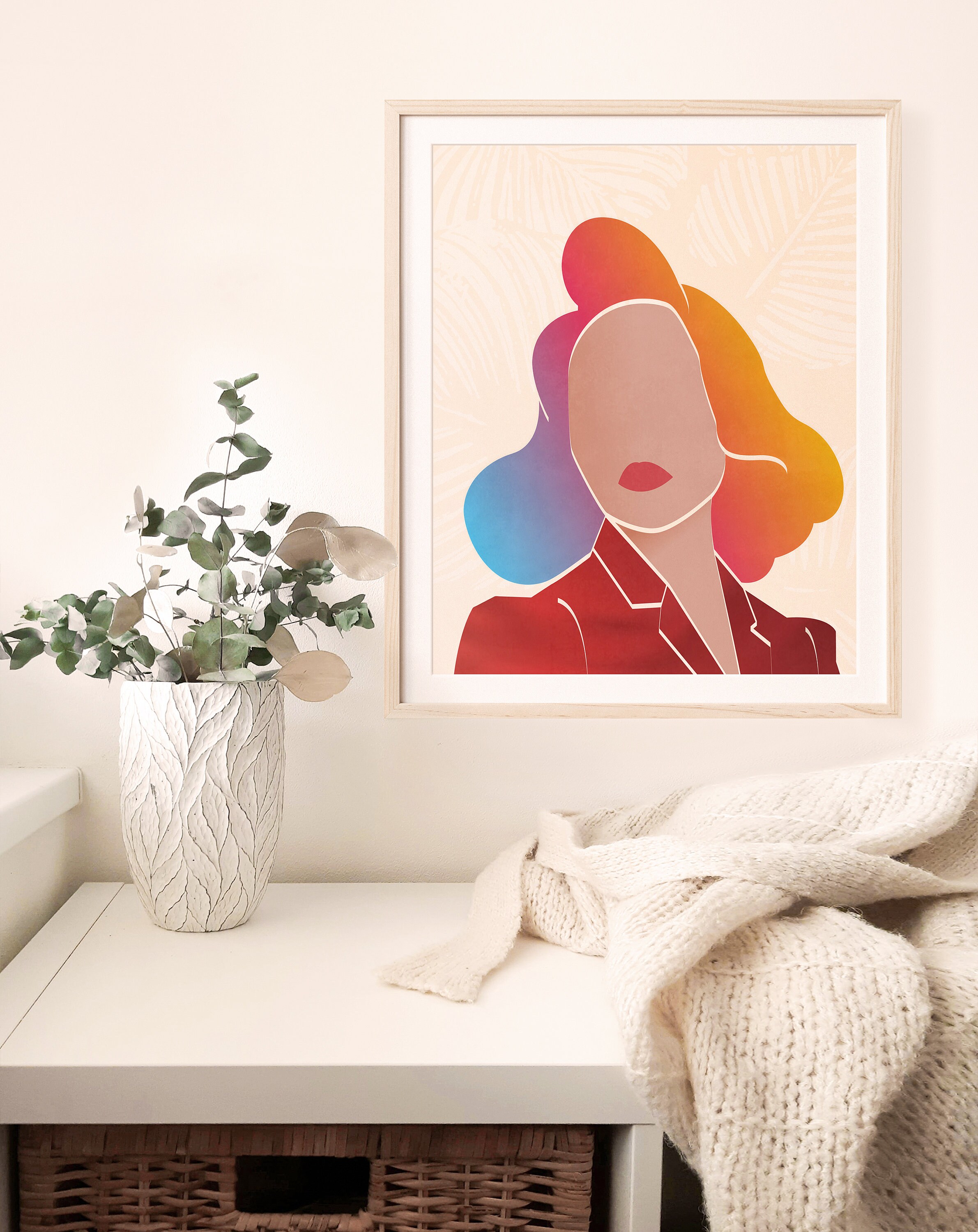 Colorful Abstract Portrait, Minimal Woman Illustration, Female Portrait ...