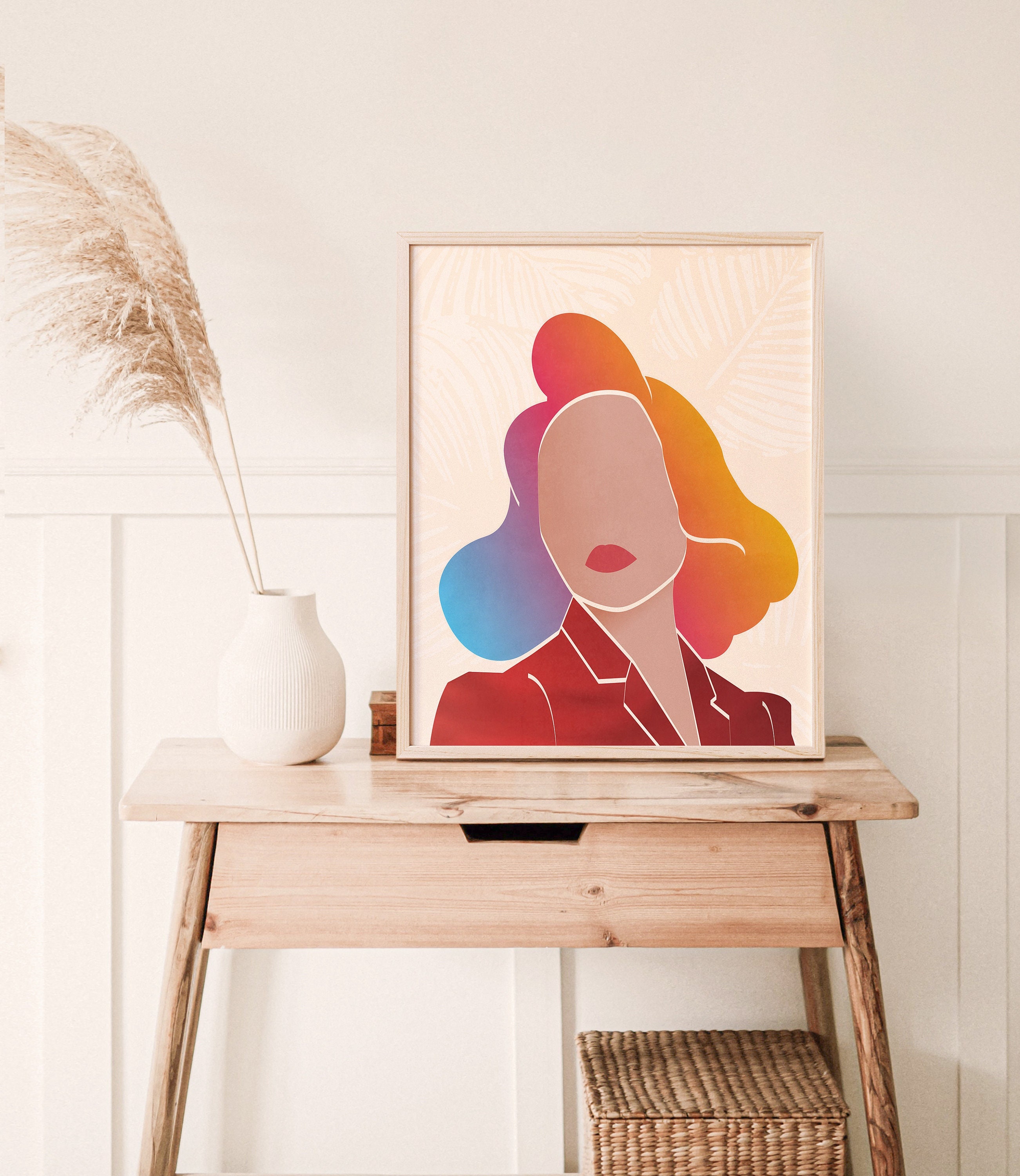 Colorful Abstract Portrait Minimal Woman Illustration Female - Etsy