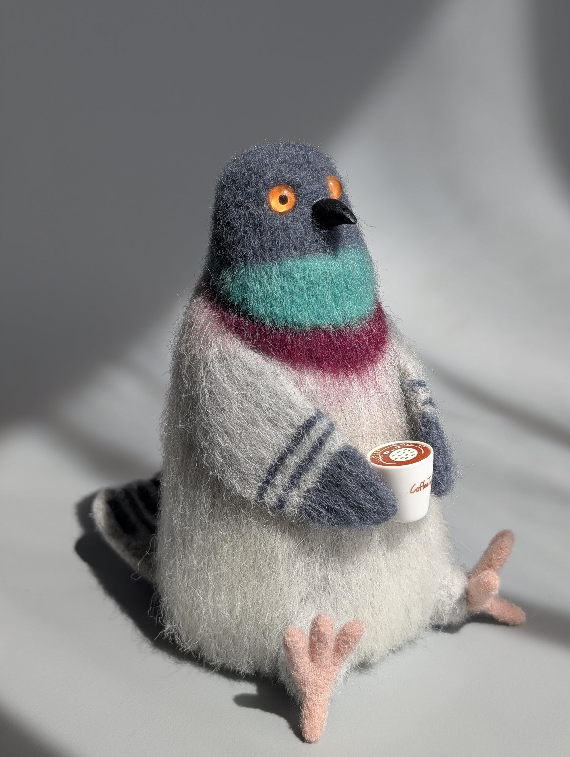 Wool Figure Cute Pigeon,fantasy Doll, Art Doll,stuffed Farm Animal ...