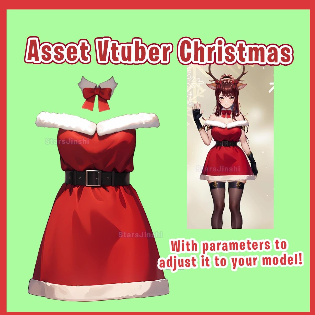 Rigged Vtuber Outfit Dress | Christmas Asset Set | Vtuber Clothing | Santa | Premade Asset - Etsy