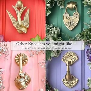 Silver Door Knocker | 5 Colours | Front Door Hardware | Recycled Brass | Unique Heart Shaped ...