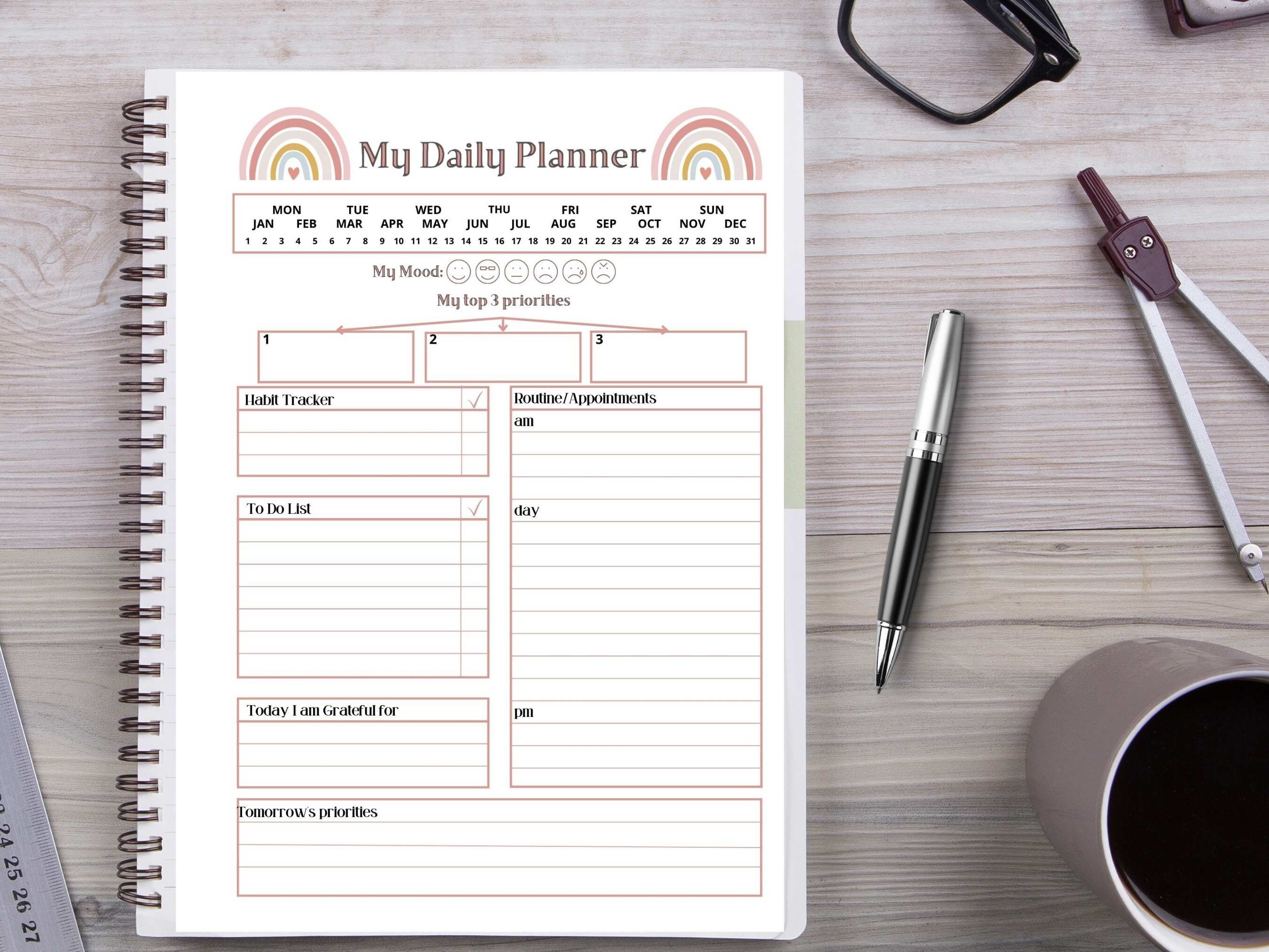 Boho Rainbow ADHD Daily Planner / Daily Planner, Easy to Use Daily ...