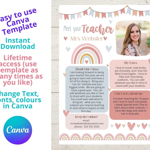 Editable Meet the Teacher Letter Canva Template Back to - Etsy