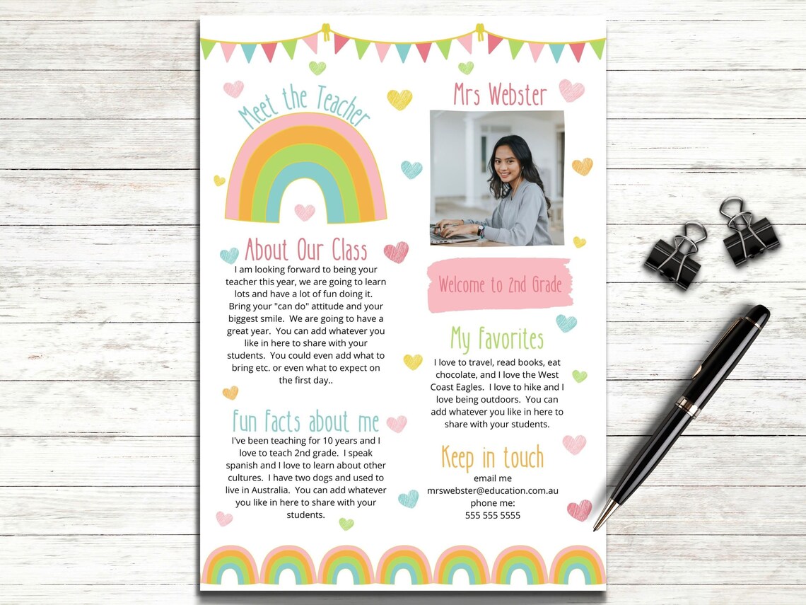 Rainbow Meet the Teacher Editable Template, a Back to School Letter in ...