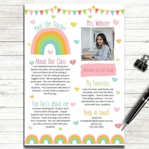 Rainbow Meet the Teacher Editable Template, a Back to School Letter in ...