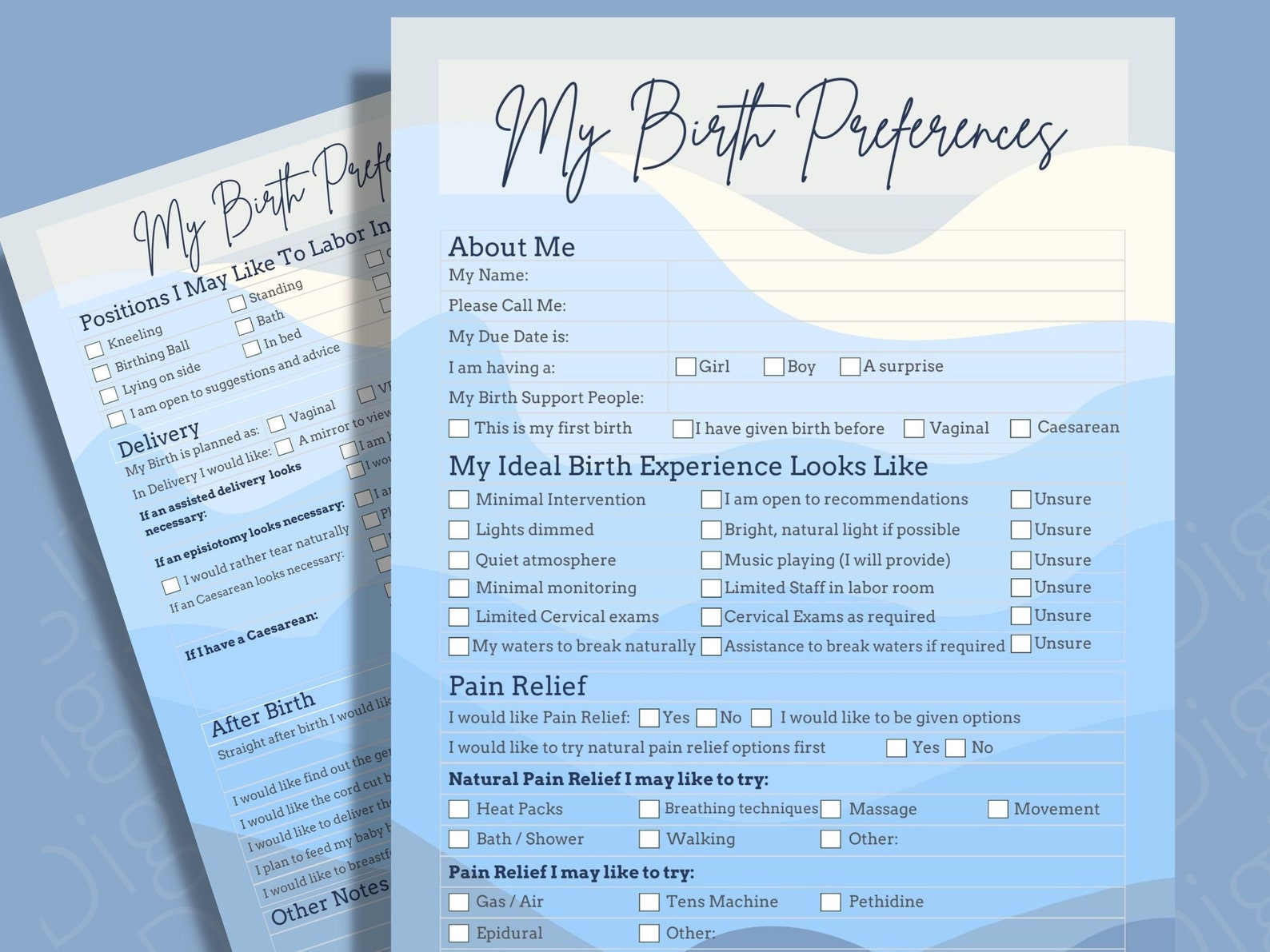Boho Birth Plan Template, Editable, Communicate Your Birth Preferences ...