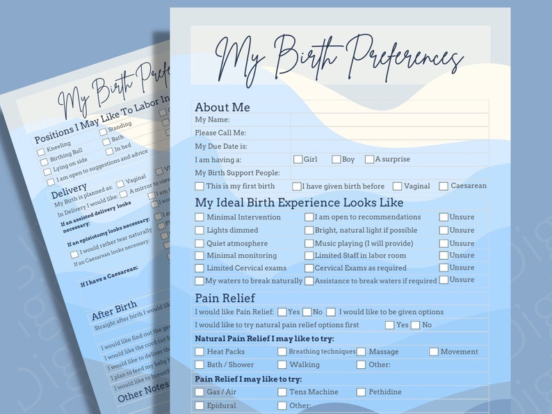 Boho Birth Plan Template, Editable, Communicate Your Birth Preferences ...