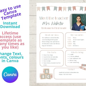 Boho Themed Meet the Teacher Editable Template, a Back to School Letter ...