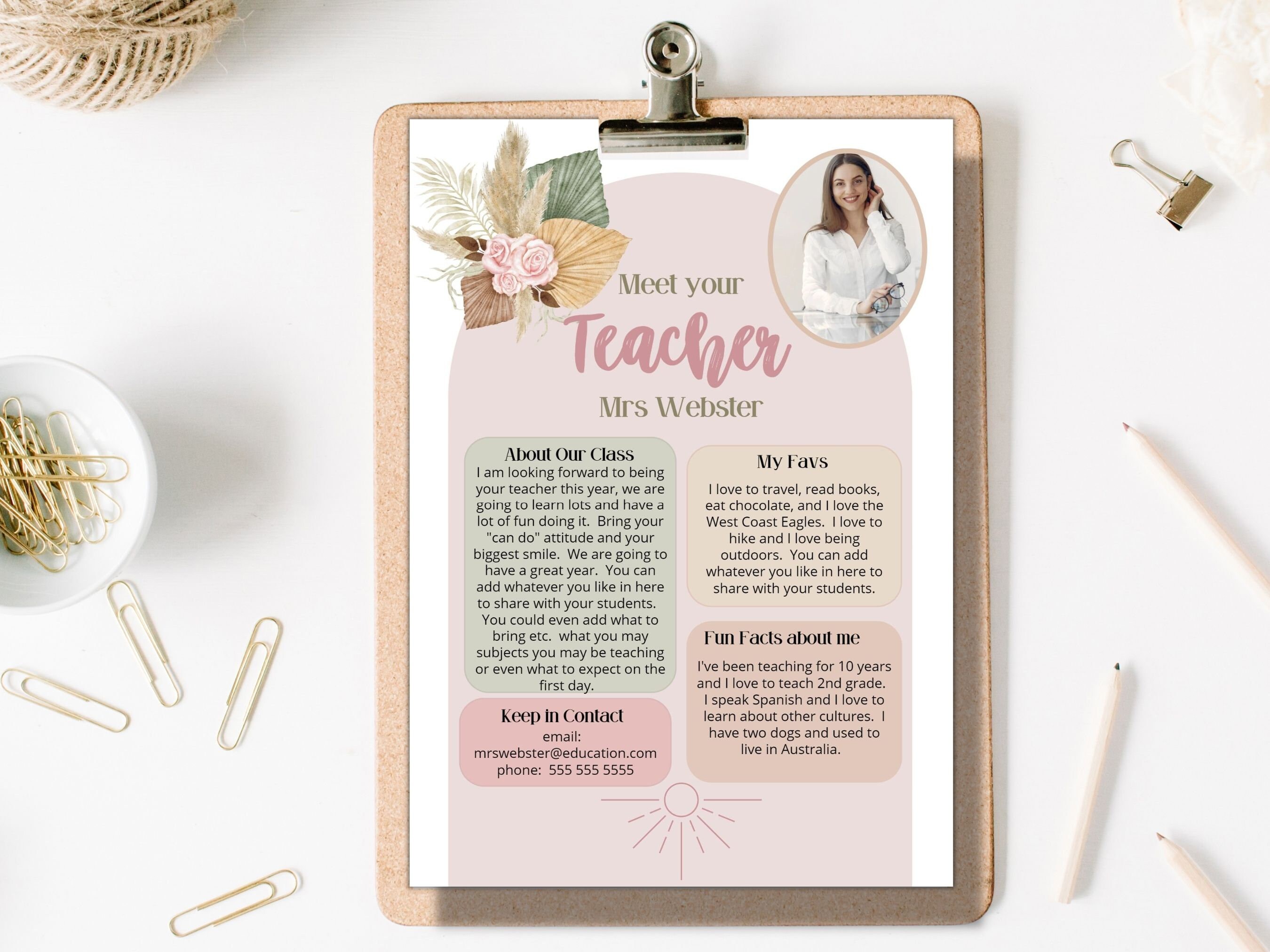 Boho Meet the Teacher Editable Template a Back to School - Etsy