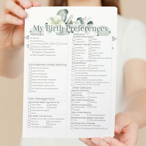 Birth Plan Editable Template, Birth Preferences Template, Birth ...