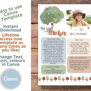 Meet the Teacher Template Canva, a Back to School Teacher Letter, Boho ...