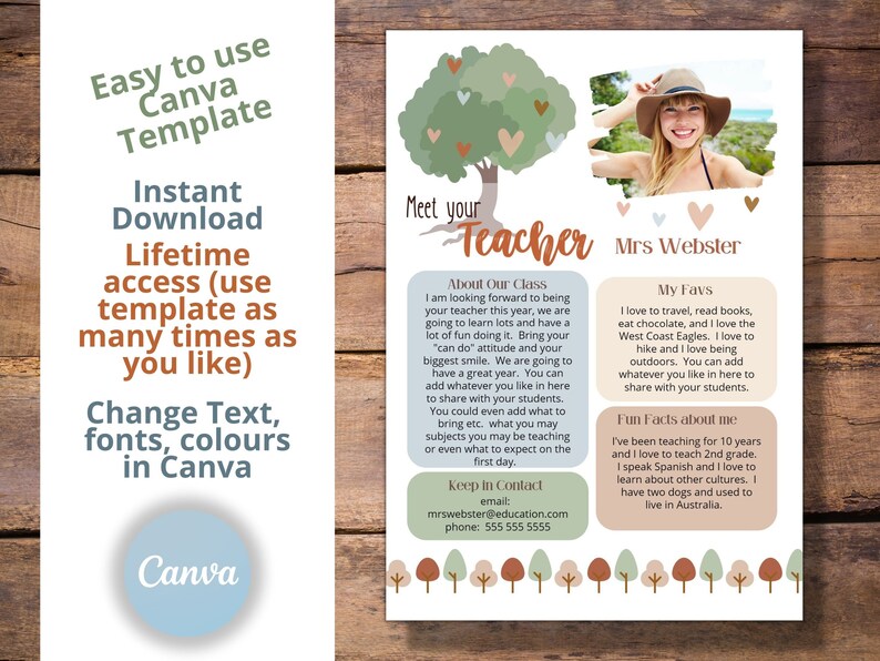 Meet the Teacher Template Canva, a Back to School Teacher Letter, Boho ...