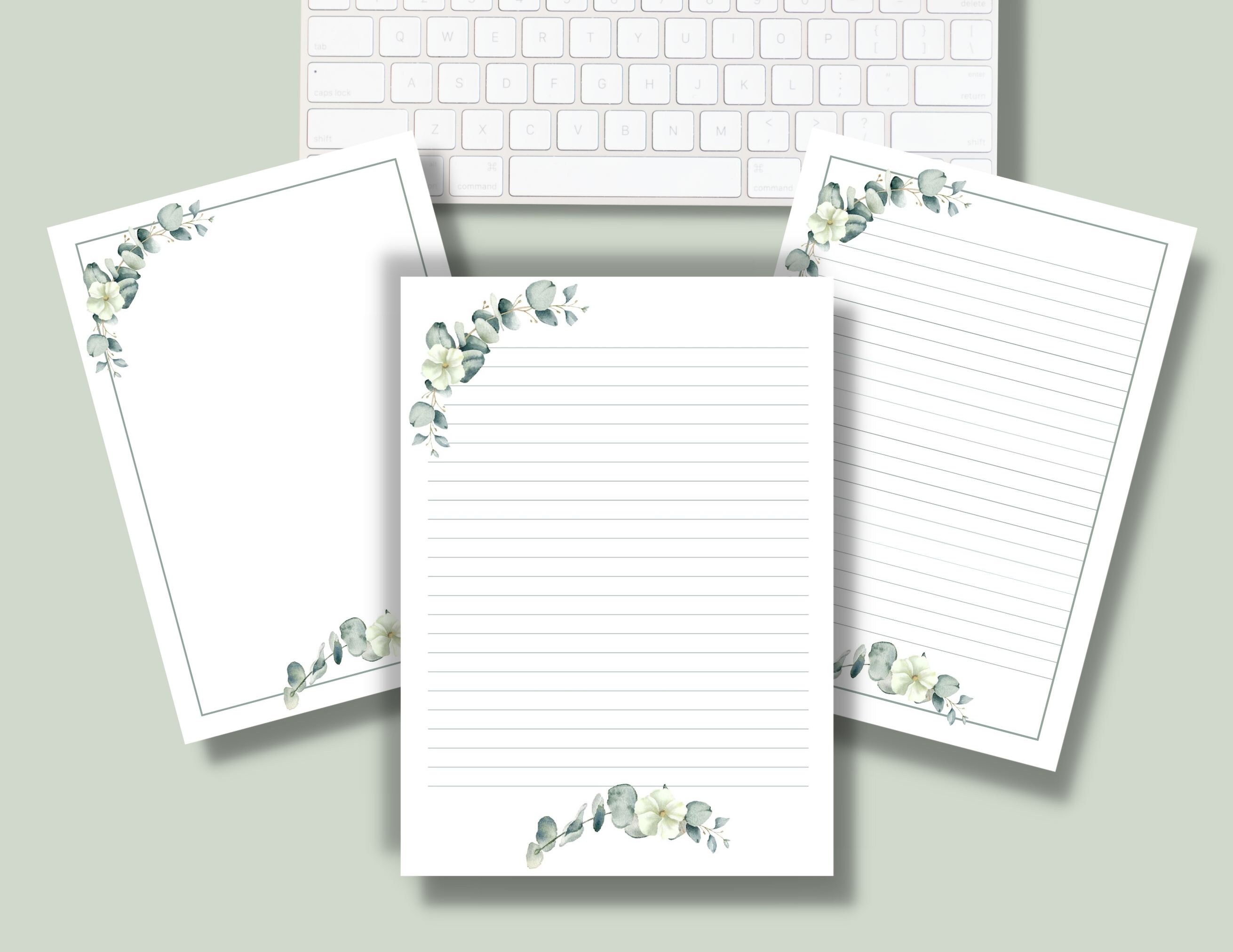 Letter Writing Stationary Sets, Printable Botanical Print, Stationary ...
