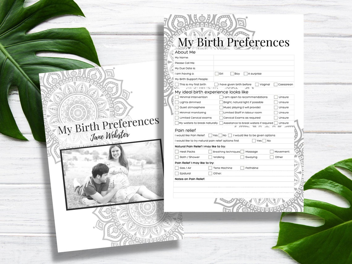 Birth Plan Editable Template, Birth Preferences Template, Birth ...