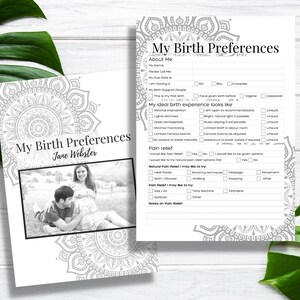 Birth Plan Editable Template, Birth Preferences Template, Birth ...