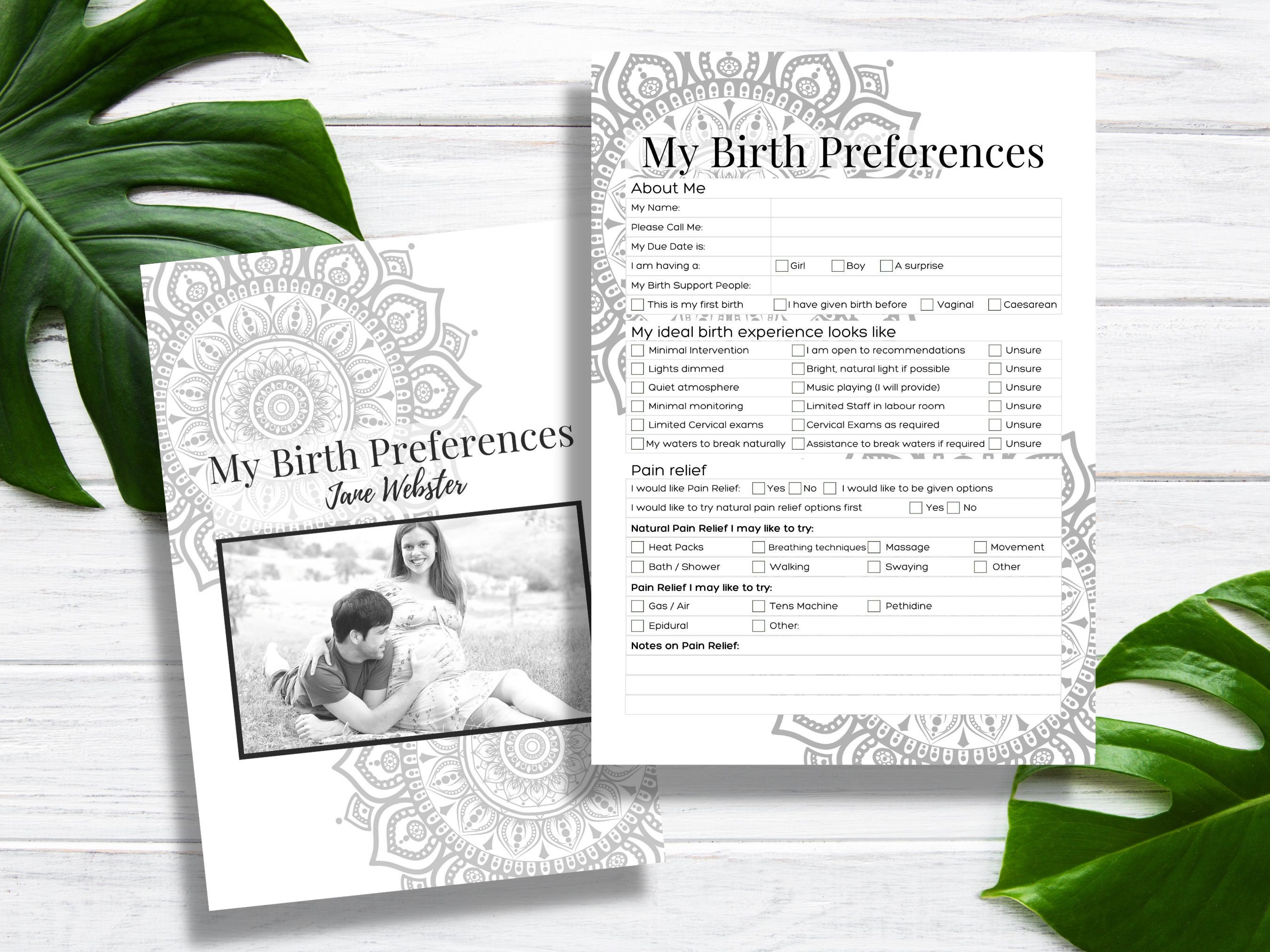 Birth Plan Editable Template, Birth Preferences Template, Birth ...